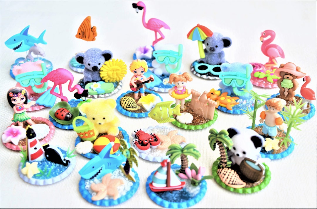 Miniature Ocean Beach Figurine Scenes, Hawaiian, Flamingo, Sharks - Etsy