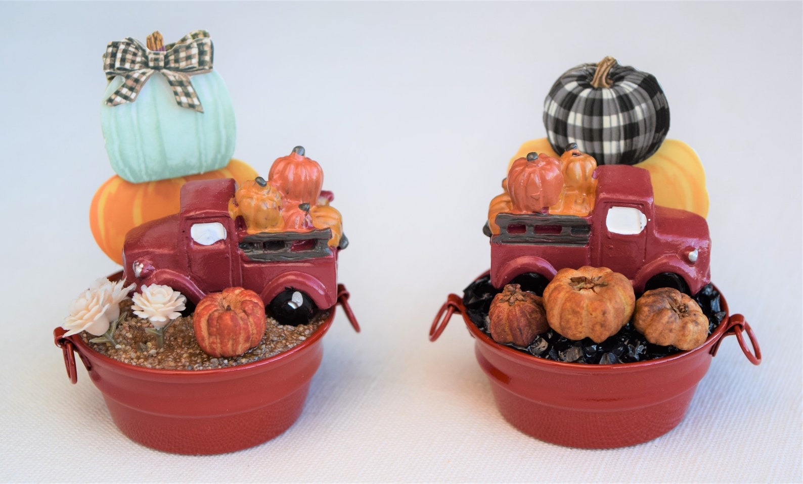 Red Truck Miniature Fall Figurine Scenes With Miniature - Etsy