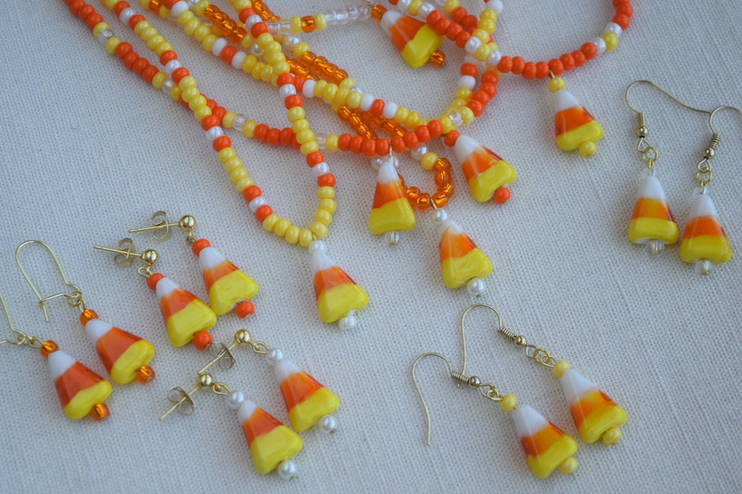 Halloween Candy Corn Jewelry Necklaces and Earrings Sets or - Etsy