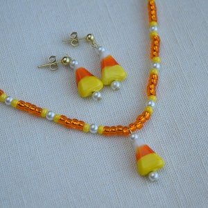 Halloween Candy Corn Jewelry Necklaces and Earrings Sets or - Etsy