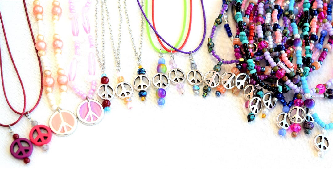 Peace Sign Beaded, Cord and Chain Necklaces - Etsy