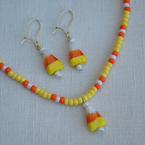 Halloween Candy Corn Jewelry Necklaces and Earrings Sets or - Etsy