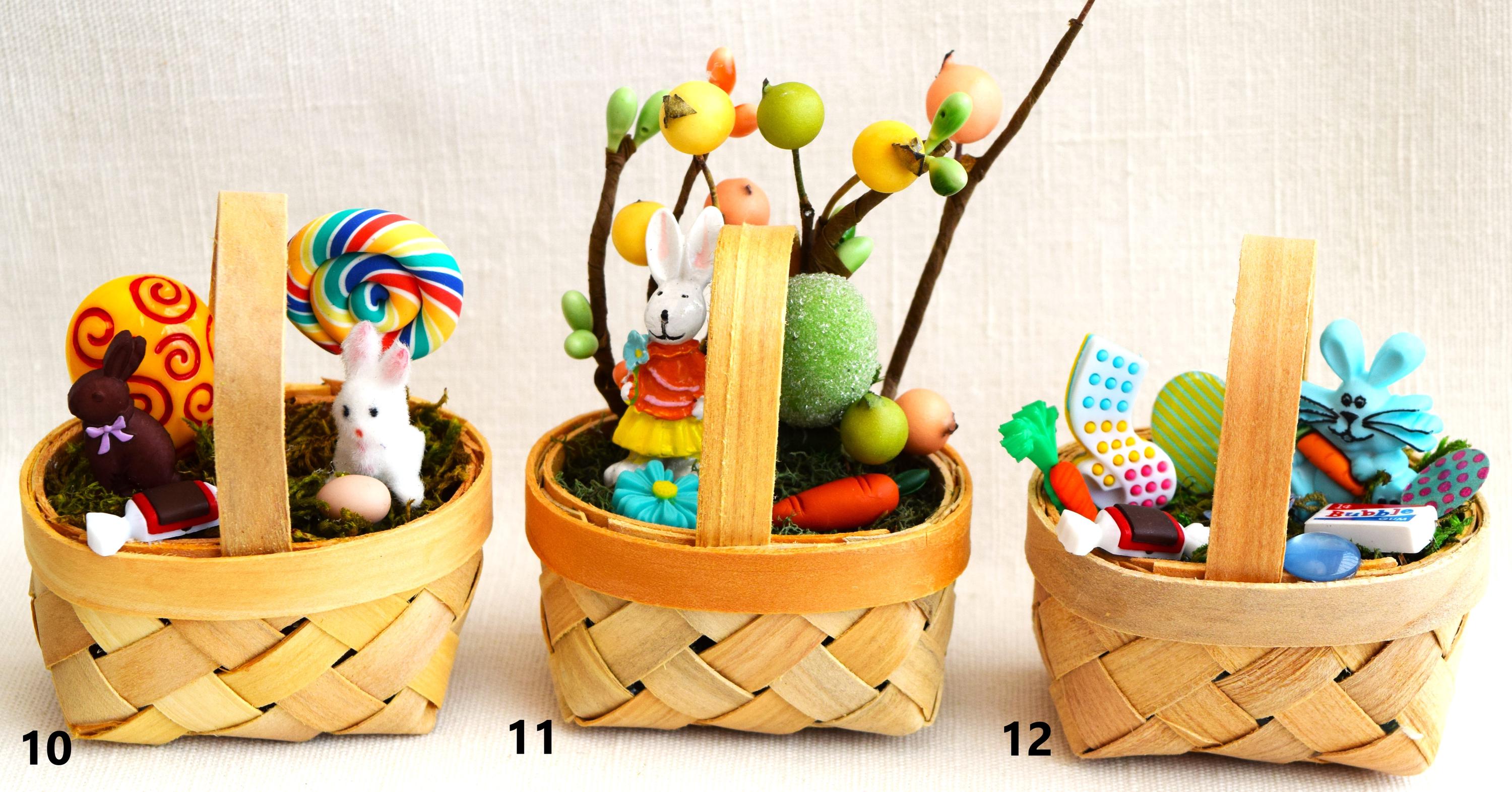 Miniature Easter Baskets Chip-wood 1:6 Scale, Dollhouse Easter Basket ...
