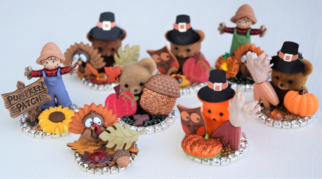 Fall/thanksgiving Deluxe Miniature Figurine Scenes Turkeys, Acorns ...