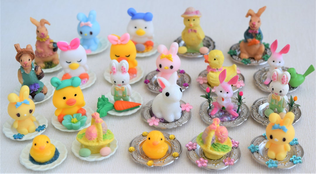 Easter Miniature Figurine Scenes With Fancy Pewter and White Enameled ...