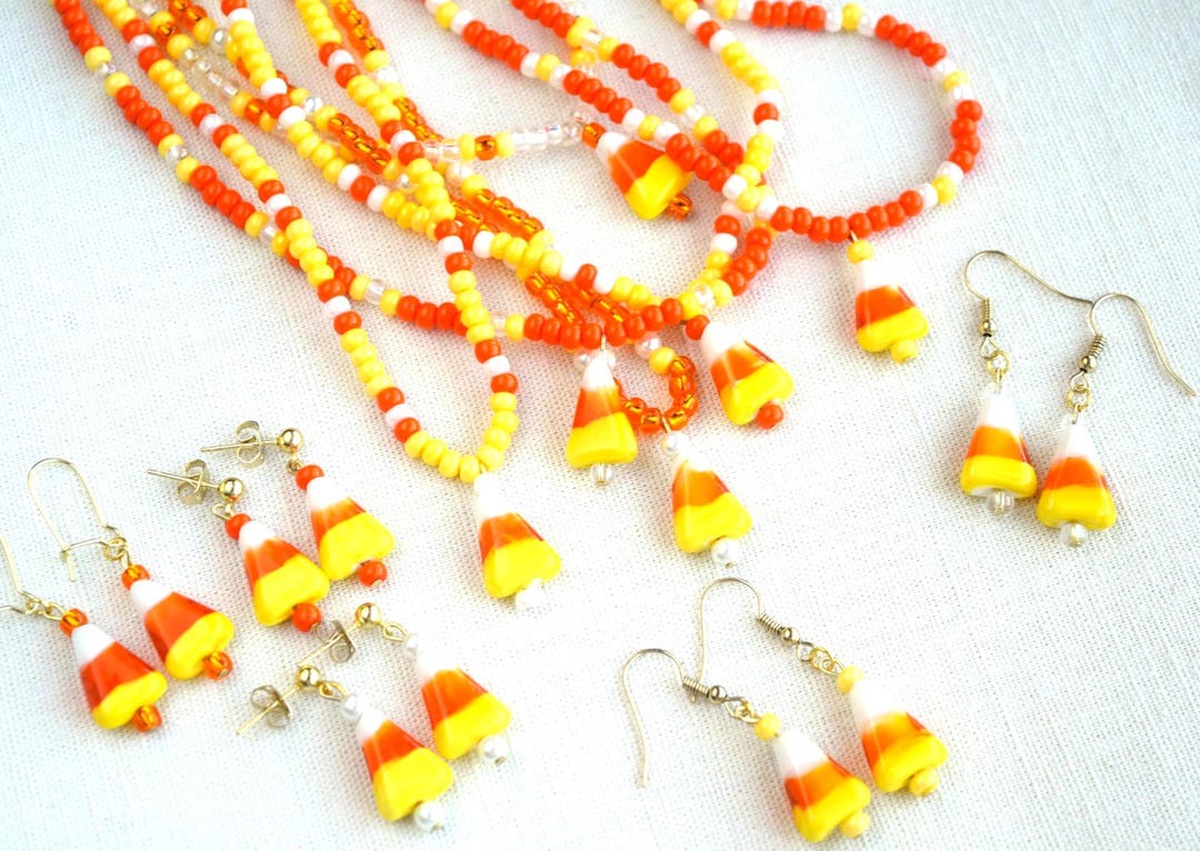 Halloween Candy Corn Jewelry - Necklaces and Earrings Sets or Separates ...