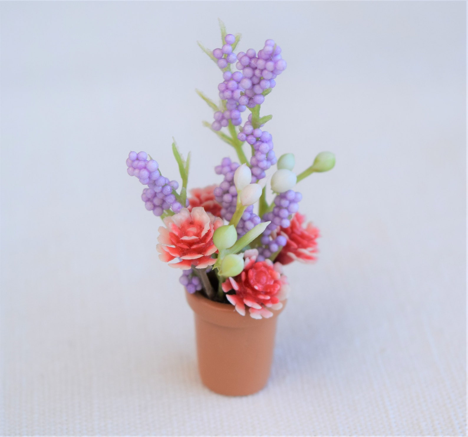 Miniature Flowers and Miniature Clay Pots 1 1/2 Inches to 2 | Etsy