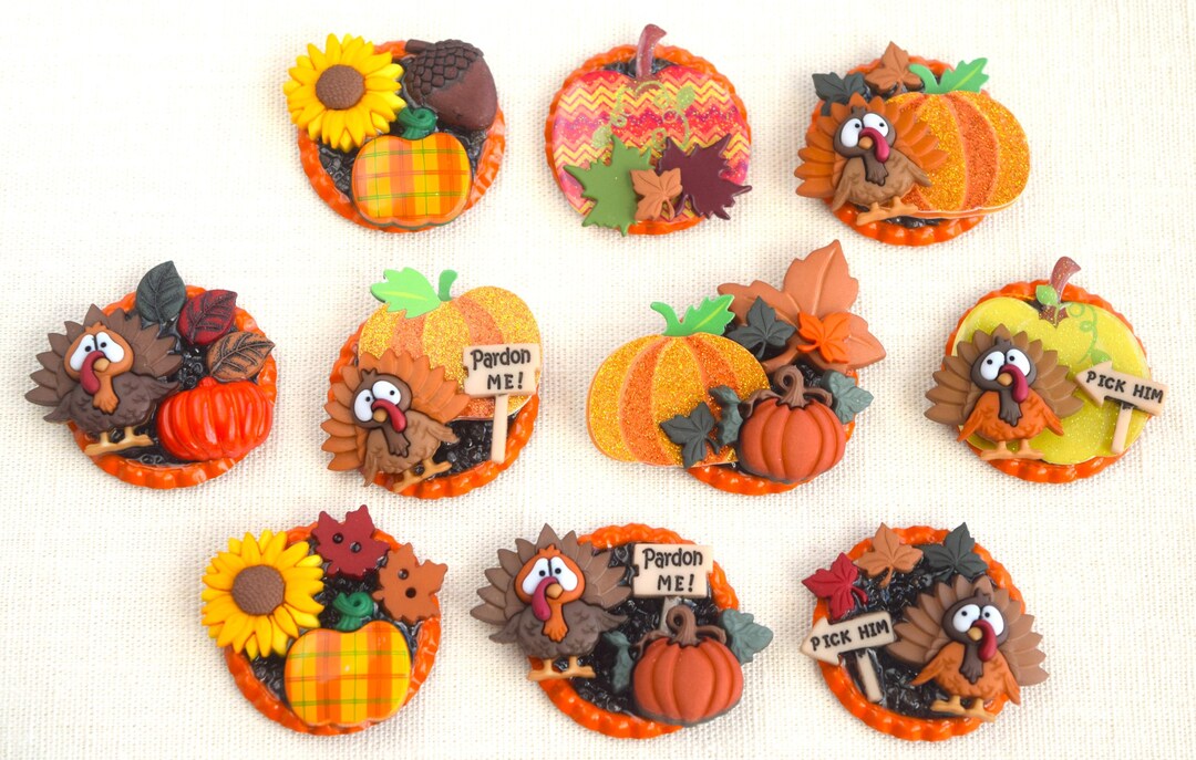 Thanksgiving & Fall Pins, Magnetic Pins, Necklaces, Magnets, Key Chains ...