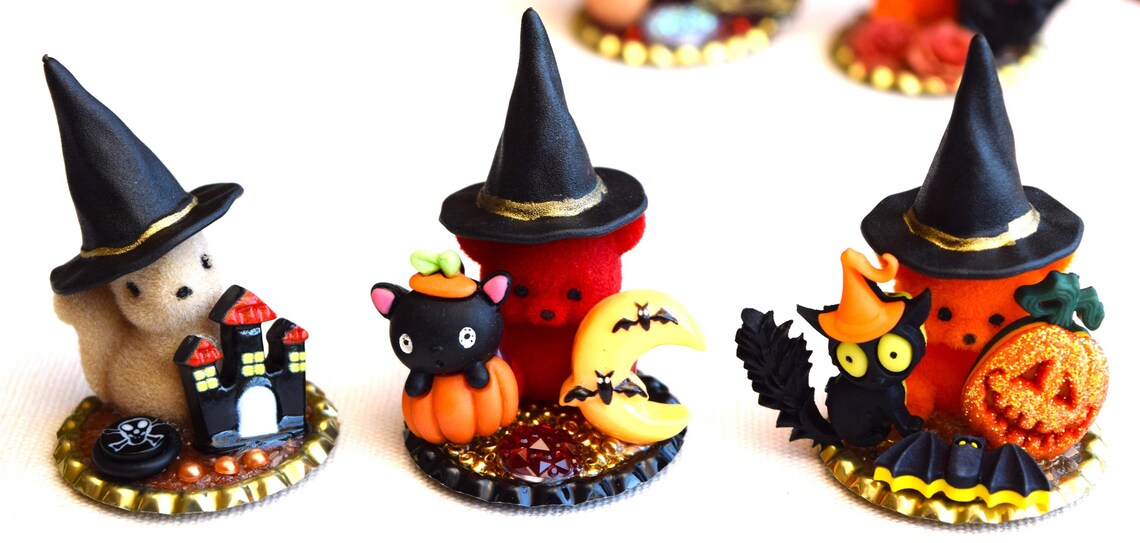 Miniature Halloween Figurine Scenes With Witch Hats - Etsy