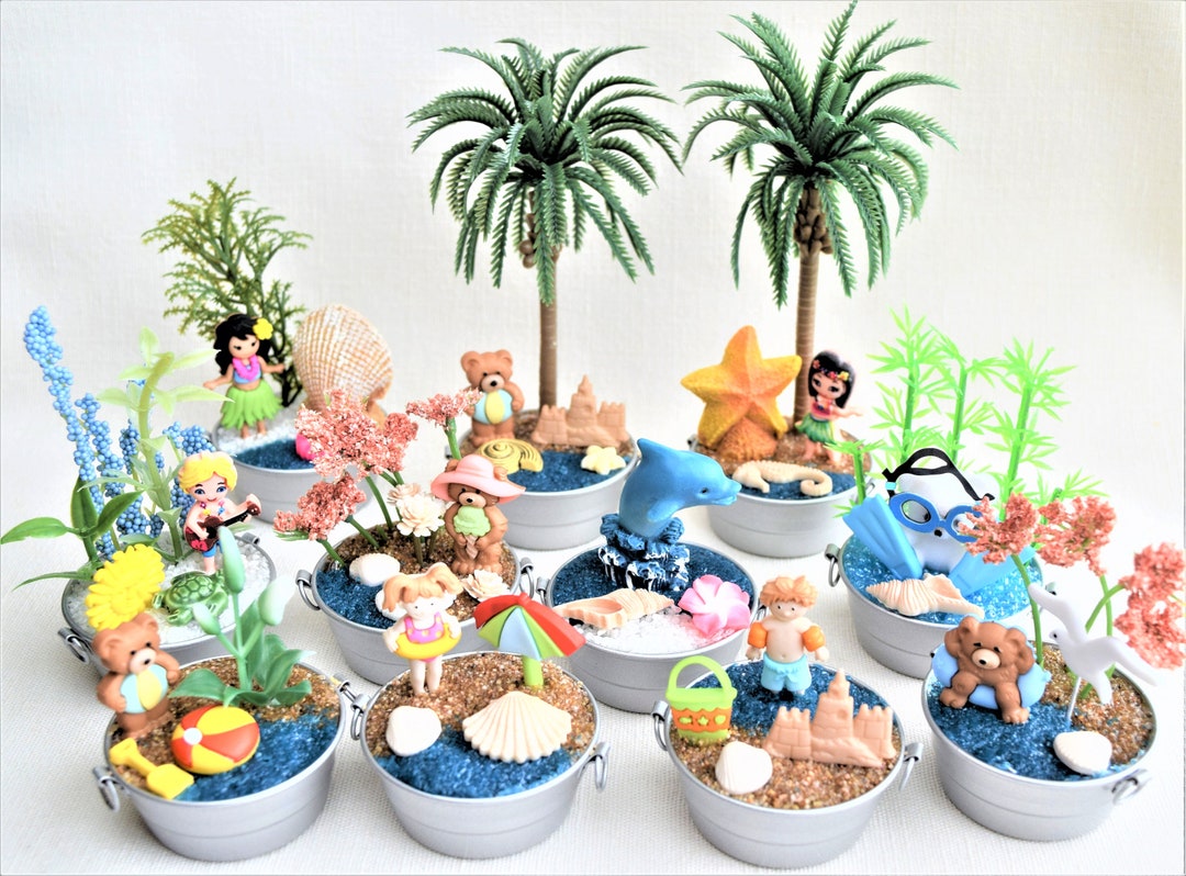 Miniature Beach, Hawaiian, Ocean, Dolphins, Flamingo Scenes in Metal ...