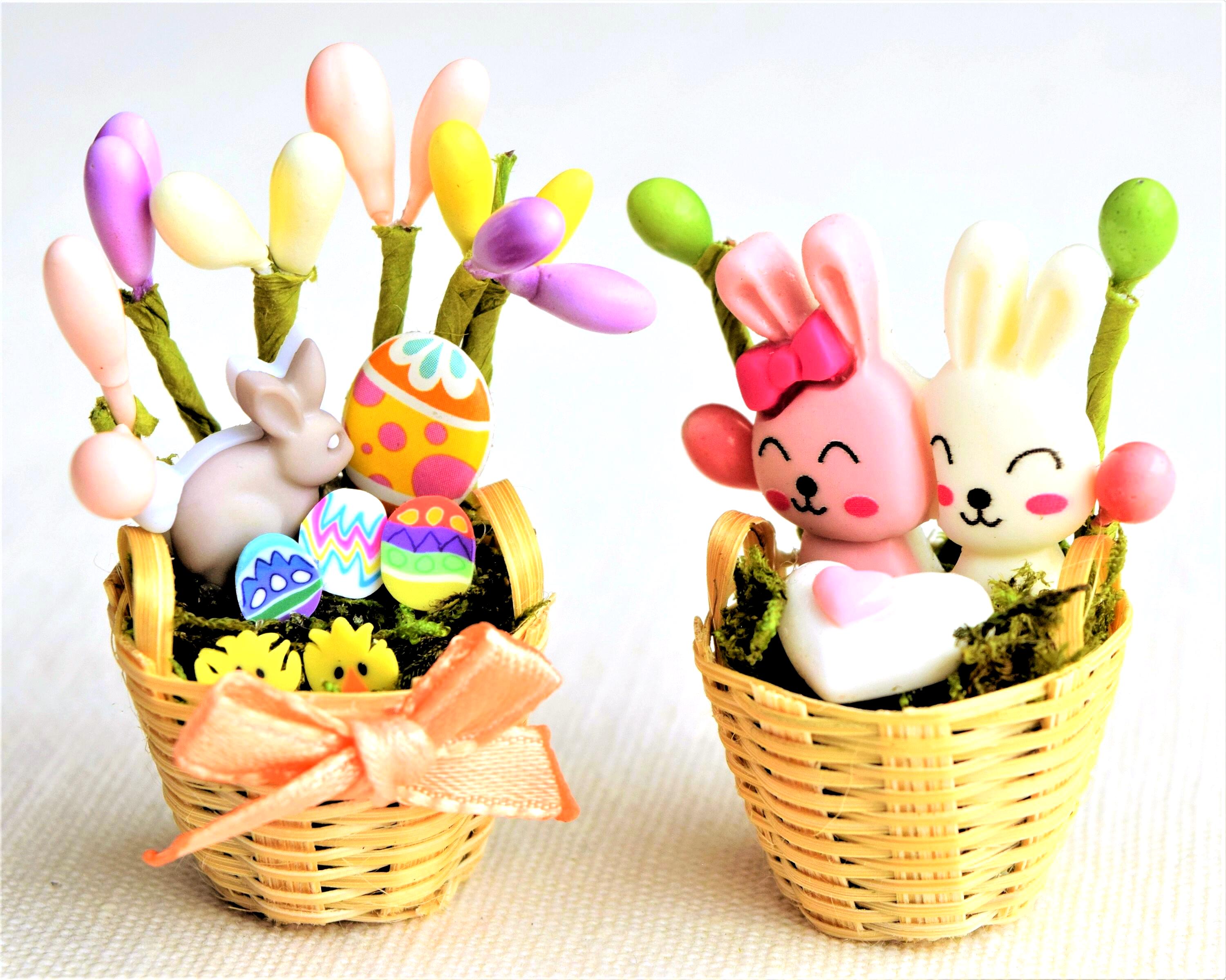 Miniature Easter Baskets 1:12 Scale, Dollhouse Easter Basket Miniatures ...