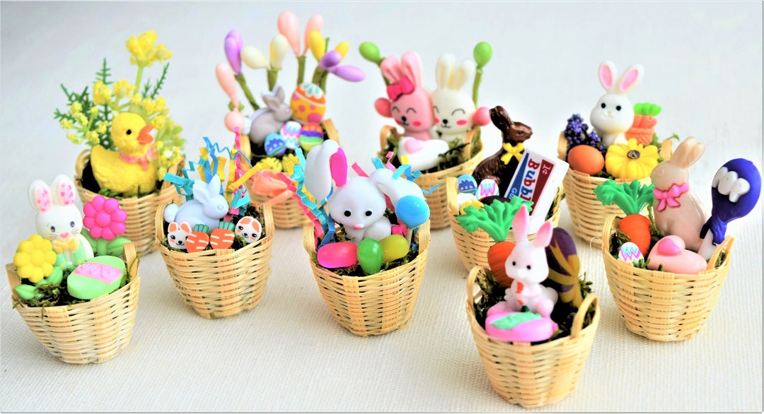 Miniature Easter Baskets 1:12 Scale, Dollhouse Easter Basket Miniatures ...