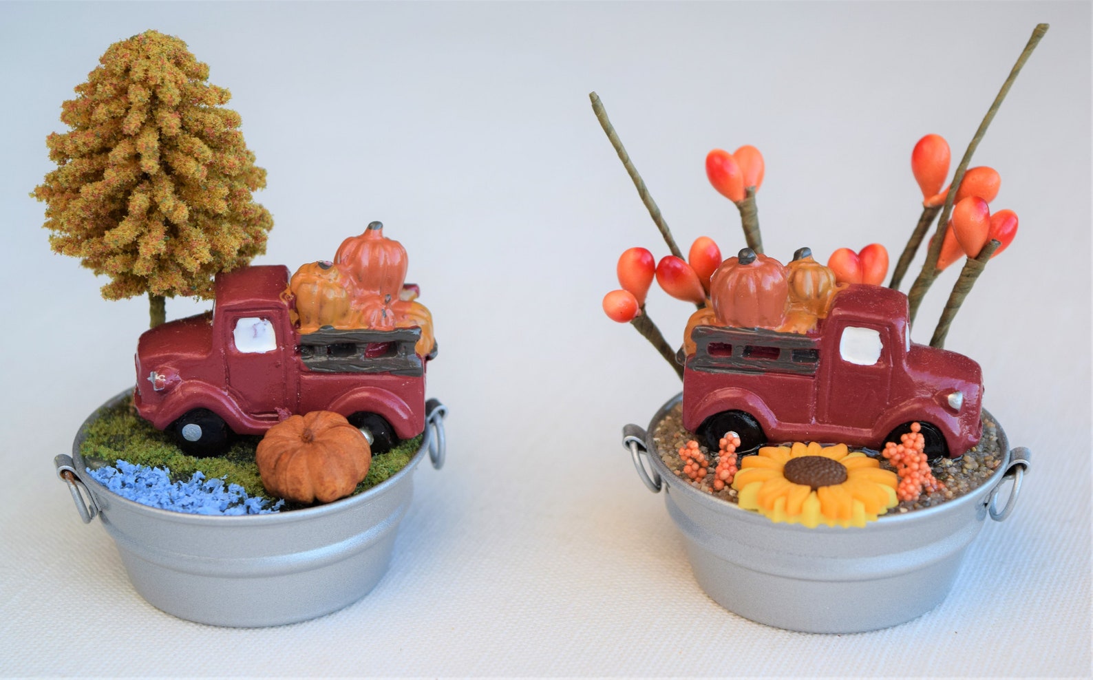 Red Truck Miniature Fall Figurine Scenes With Miniature - Etsy