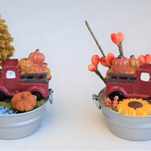 Red Truck Miniature Fall Figurine Scenes With Miniature - Etsy