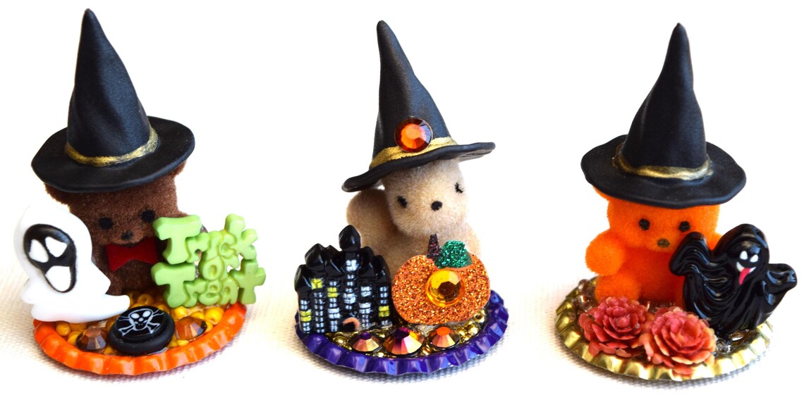 Miniature Halloween Figurine Scenes With Witch Hats - Etsy