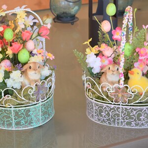 Easter Wire Baskets Gift Decoration Floral Bunnies, Eggs and Ducks - Etsy