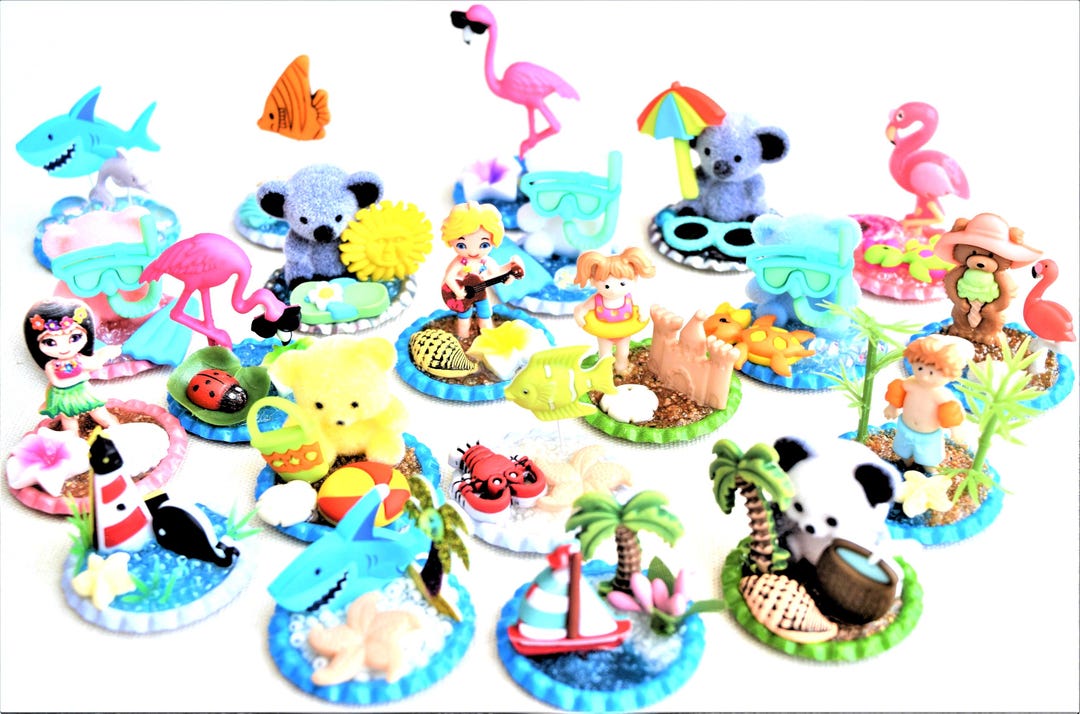 Miniature Ocean Beach Figurine Scenes, Hawaiian, Flamingo, Sharks - Etsy