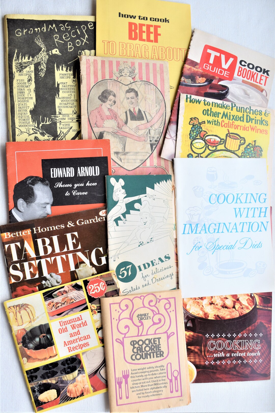 Vintage 1920's - 1970's Collectible Cookbooks, Calorie Counter, Drink ...
