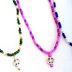 Peace Sign Beaded, Cord and Chain Necklaces - Etsy