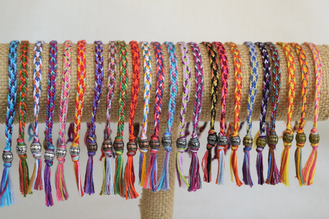 Handmade Unisex Multi-colored Changing Thread Bracelet or Anklet With ...