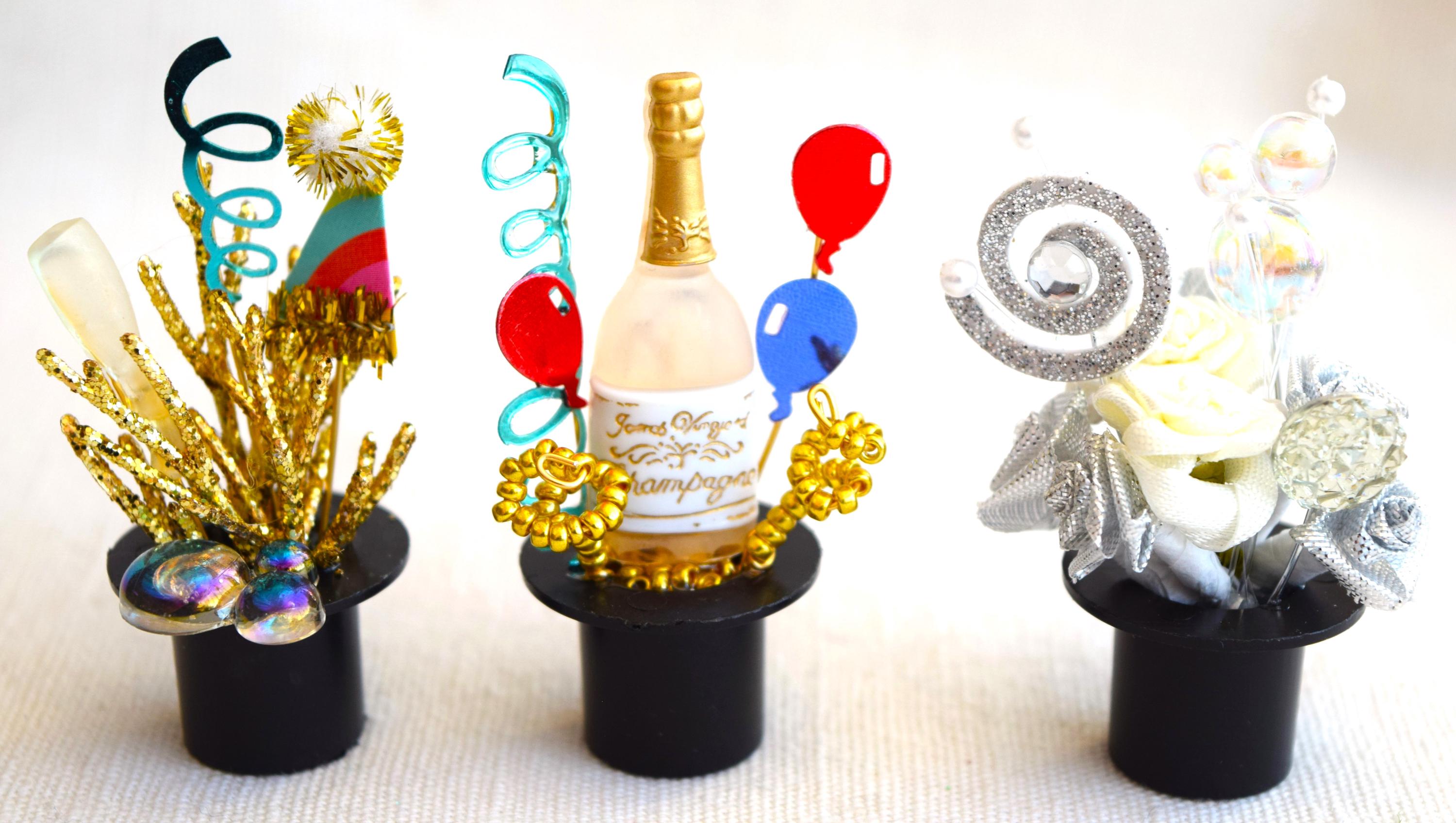 New Years Party Miniature Top Hat Arrangements Figurine Scenes - Etsy