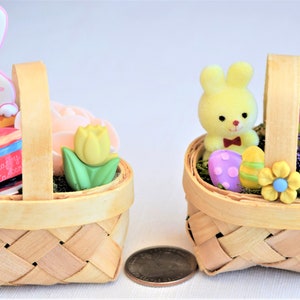 Miniature Easter Baskets Chip-wood 1:6 Scale, Dollhouse Easter Basket Miniatures, Miniature ...