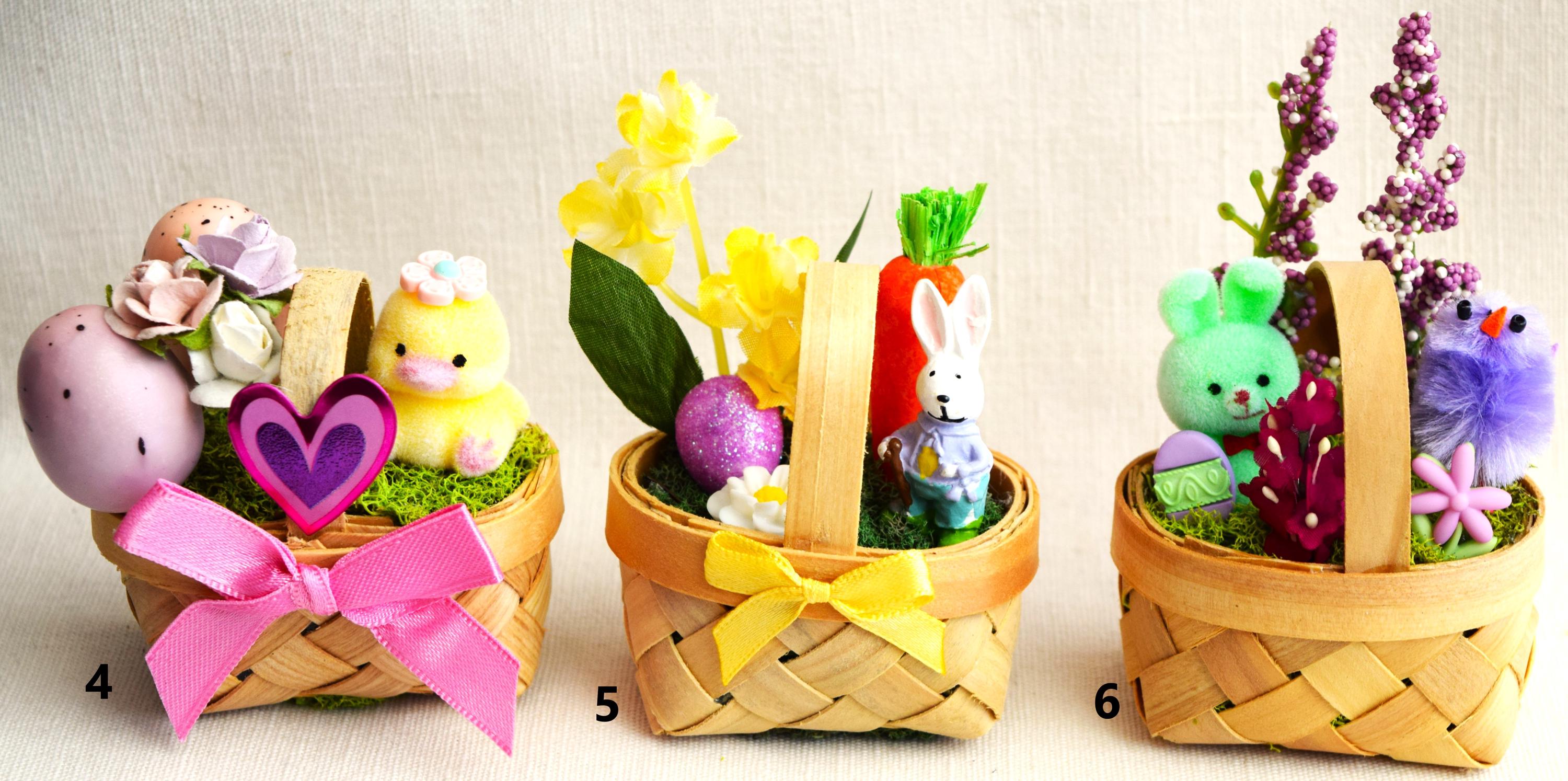 Miniature Easter Baskets Chip-wood 1:6 Scale, Dollhouse Easter Basket ...