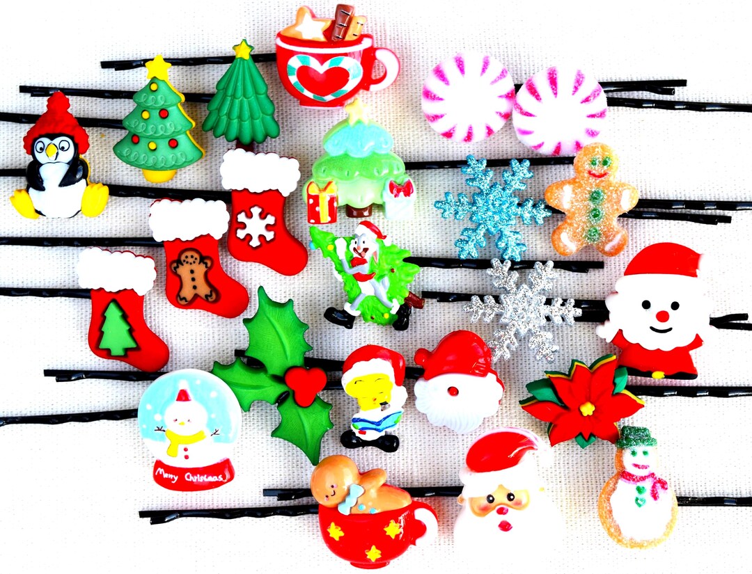 Christmas Hair Pins Santa, Snowflakes, Gingerbread Man, Peppermint ...