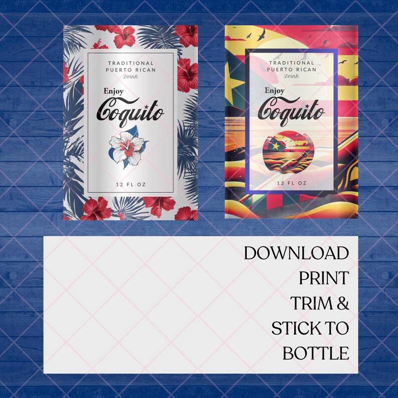 Puerto Rican Coquito Bottle Label: Christmas Wine Label (digital ...