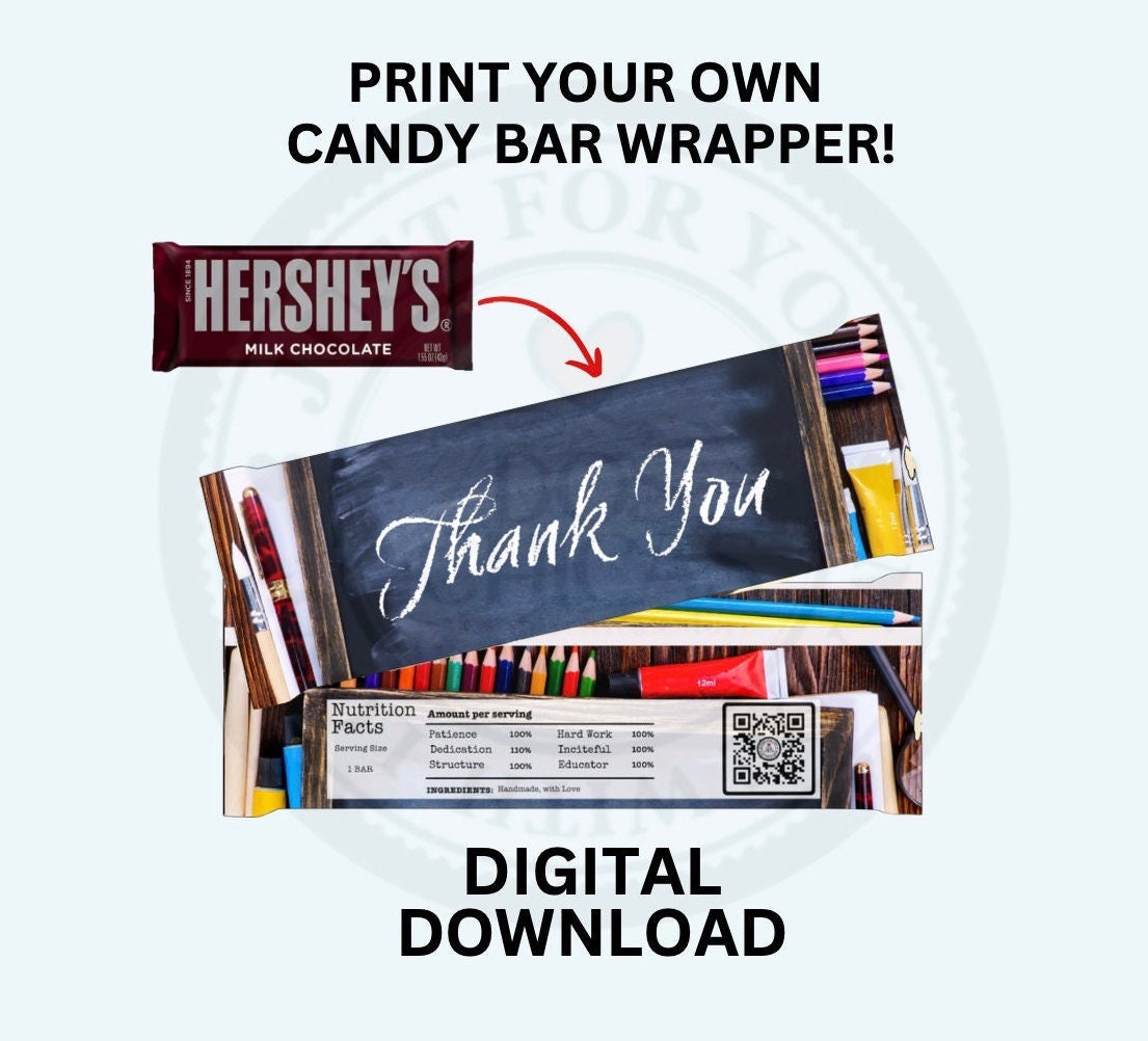 Teacher Appreciation Digital Candy Bar Wrapper Pre-designed - Etsy