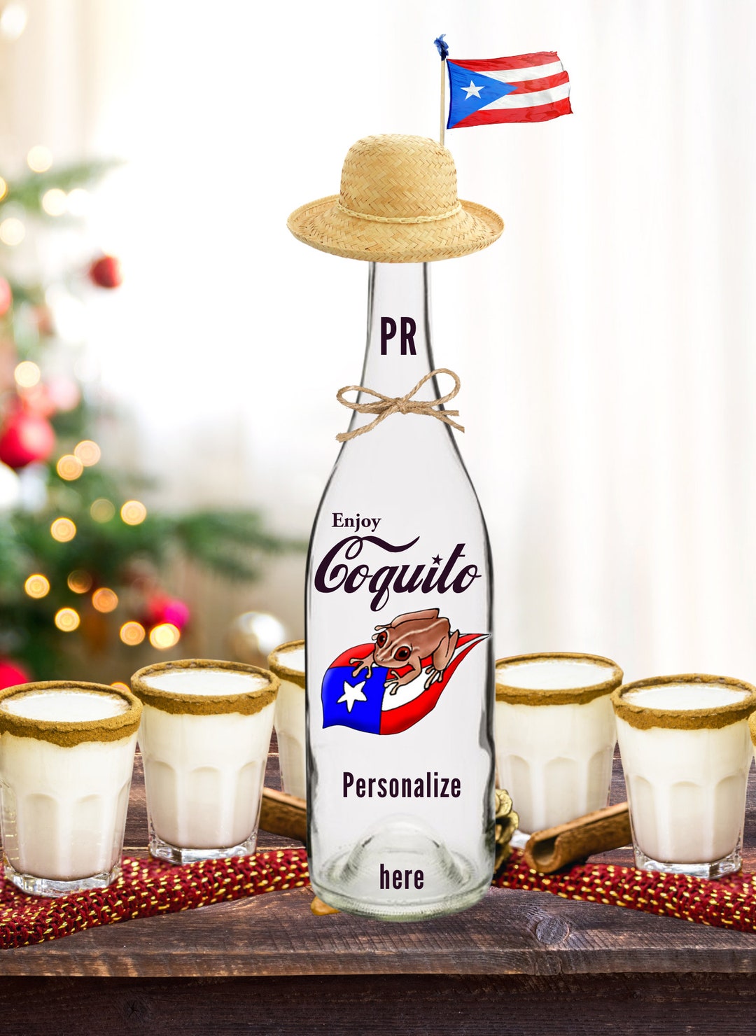 Personalized Puerto Rican Coquito Bottle – Boricua Christmas Drink - Etsy