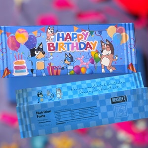 Bluey Hershey Bar Wraparound Party Favor, Chocolate Bar Wrapper, Canva ...
