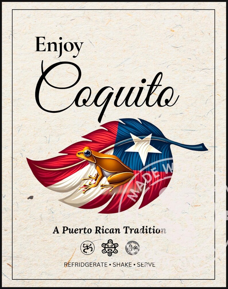 Puerto Rican Coquito Christmas Wine Label: DIY Gift (digital Download ...