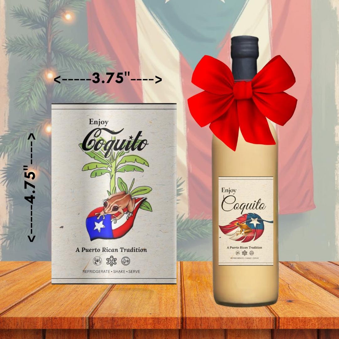 Puerto Rican Coquito Christmas Wine Label: DIY Gift (digital Download ...