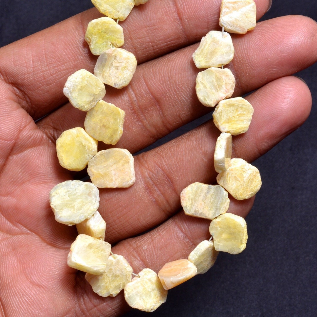 Mystic Yellow Sillimanite Smooth Slice 4 Inch Bead Strand 9.5x10 ...