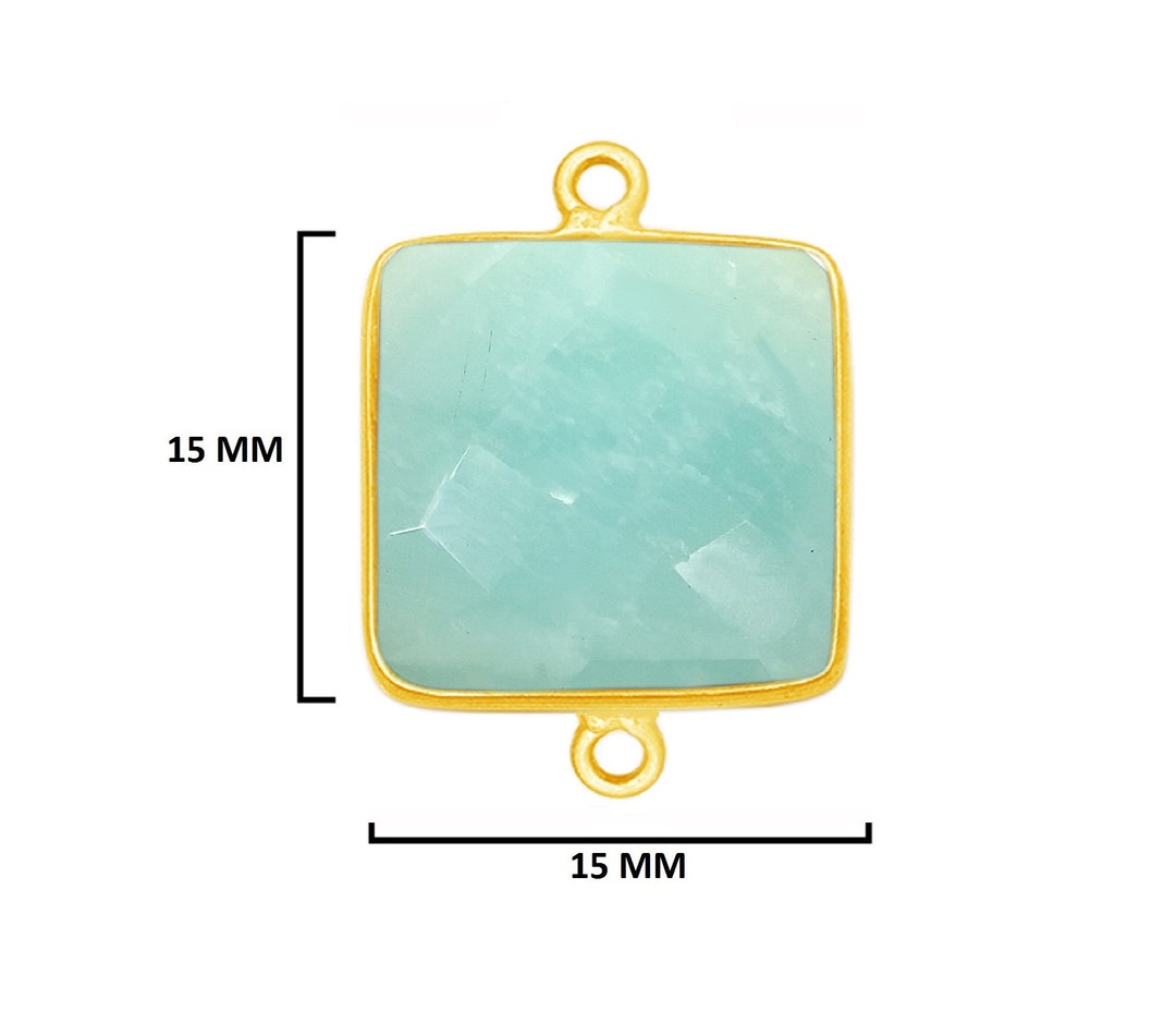 Amazonite Square Pendant Boho Chic Gemstone Necklace With 24kt Gold ...