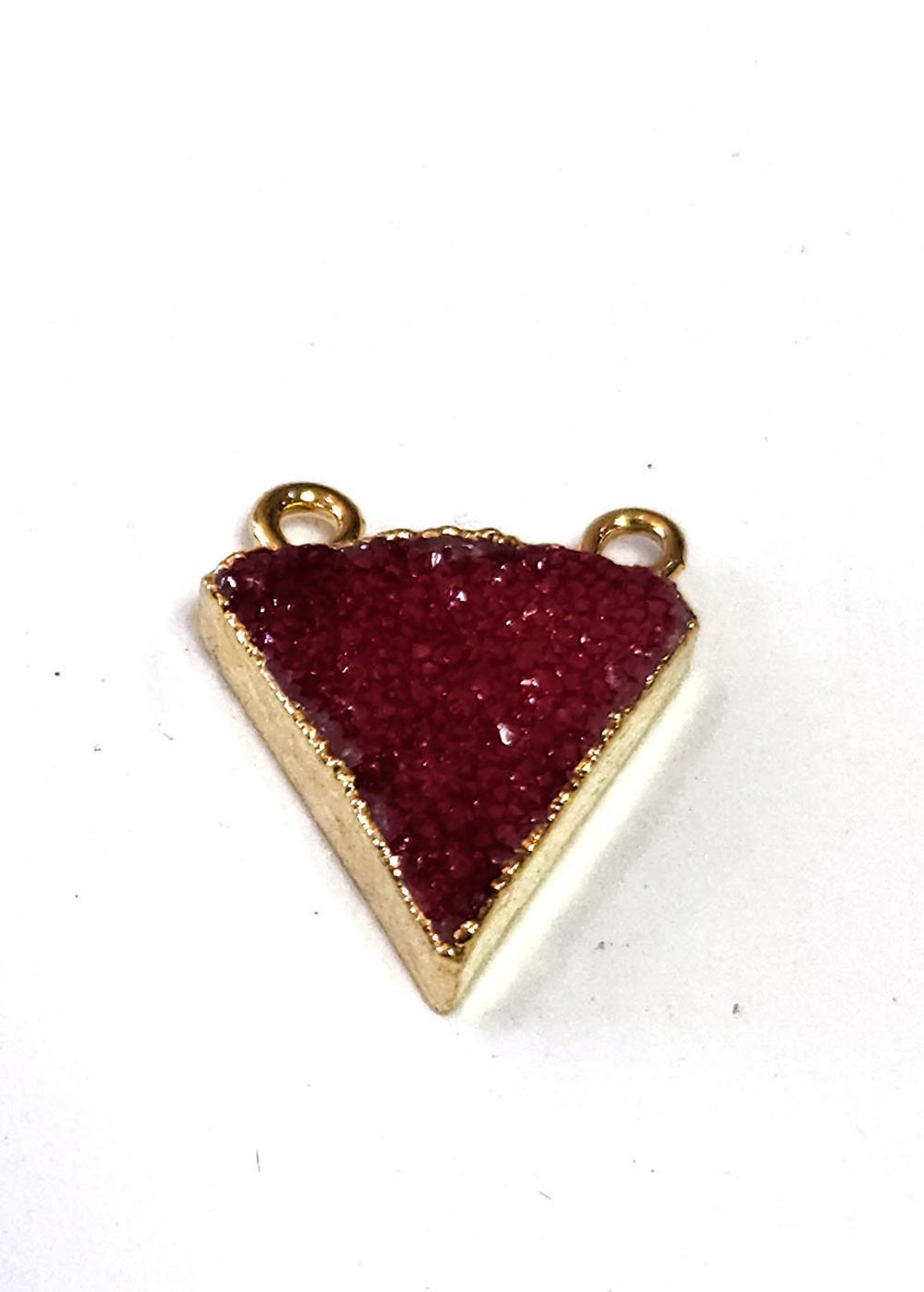 24k Gold Electroplated Kissed Red Druzy Handmade Pendant Necklace Gothy ...