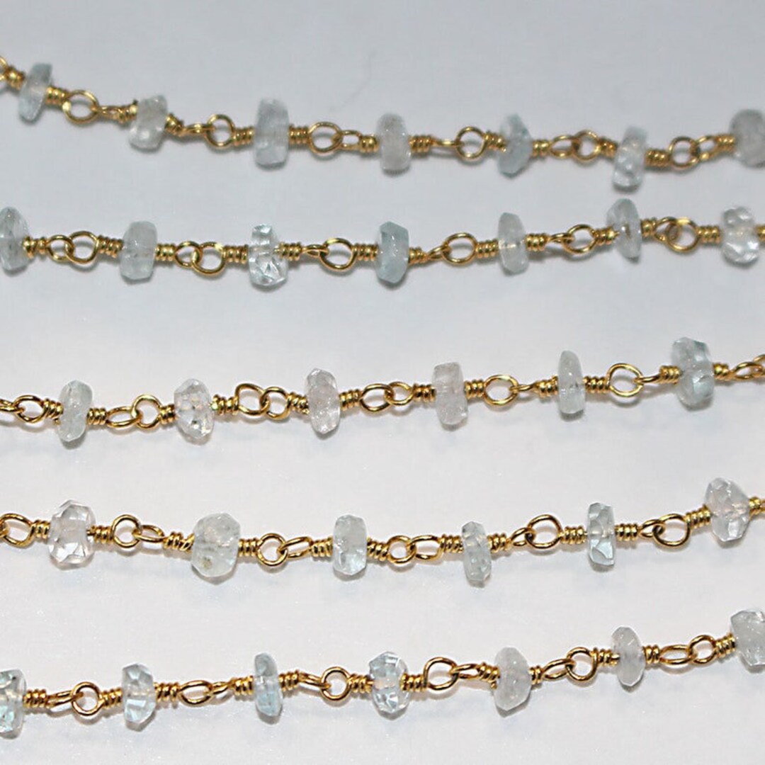 Aquamarine Gold Rosary Chain – 24K Plated Jewelry Supplies - Etsy