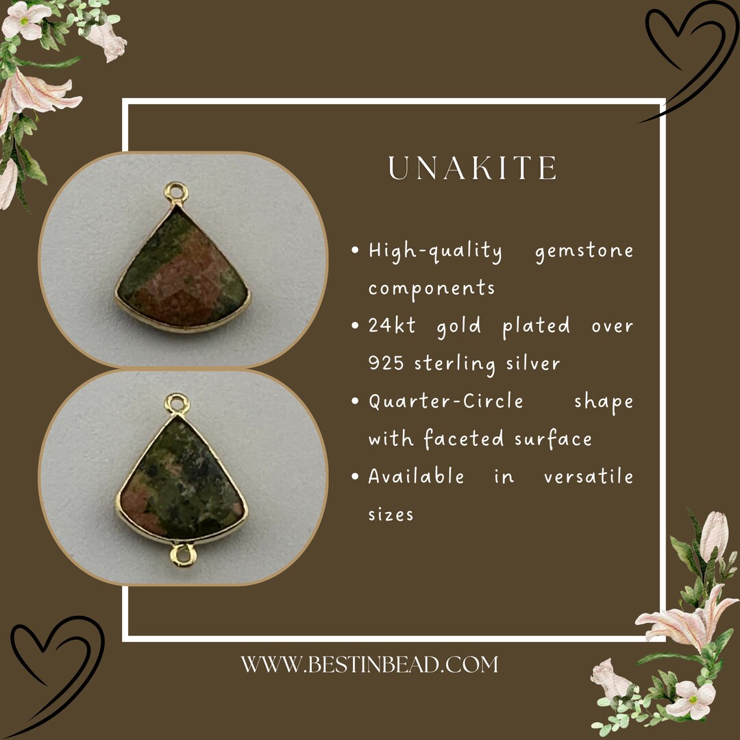 Unakite Jasper Bell/quarter Circle Pendant - Boho Chic Gemstone ...