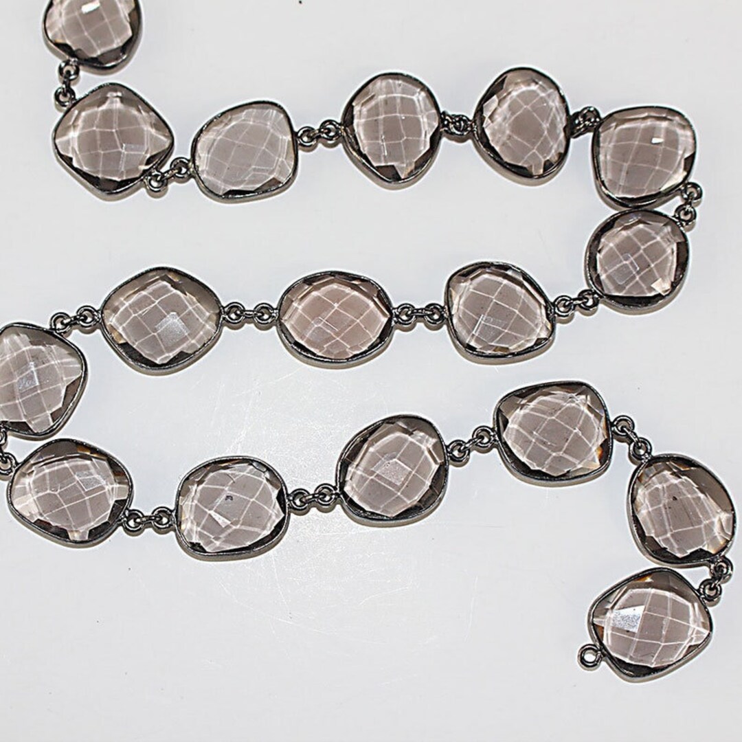 Smoky Bezel Beaded Handmade Rosary Chain Antique Black / Oxidized Women ...