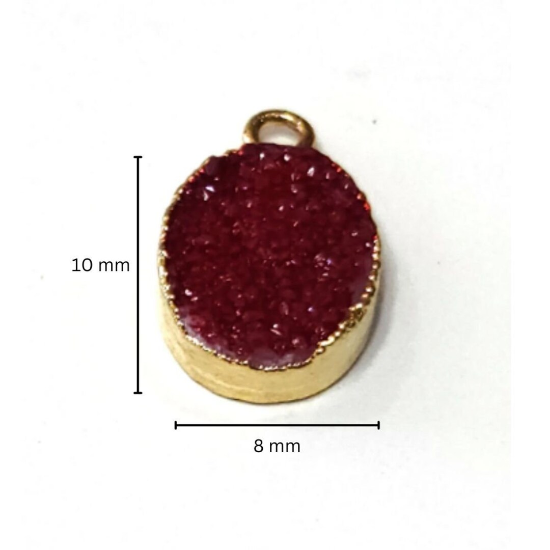 24k Gold Electroplated Kissed Red Druzy Handmade Pendant Necklace Gothy ...