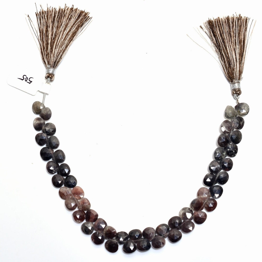 Spectrolite Faceted Heart 4 Inch Bead Strand 7.5-8mm & 32 Cts Natural ...