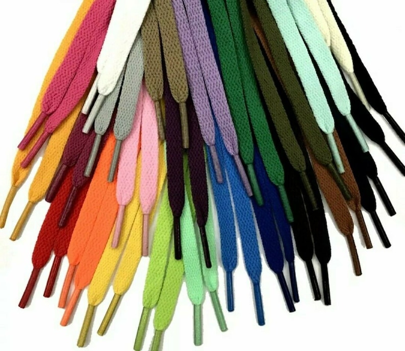 Shoe Laces Flat Coloured Trainer Boot Shoes Long Thin Vans Converse ...