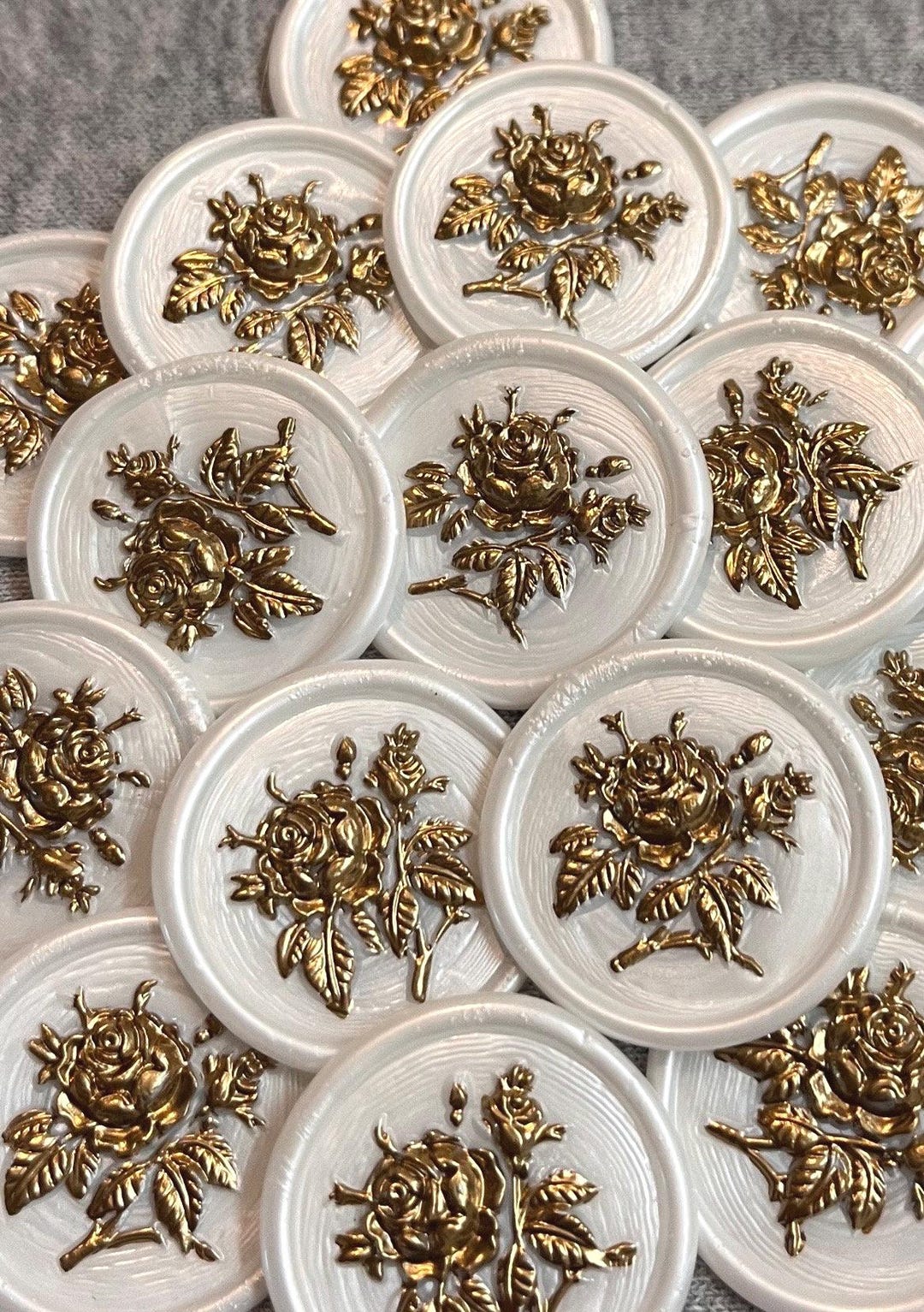 Rose Wax Seal, Rose Wedding Invitations, Gold Rose Seal, Rose Stamps ...