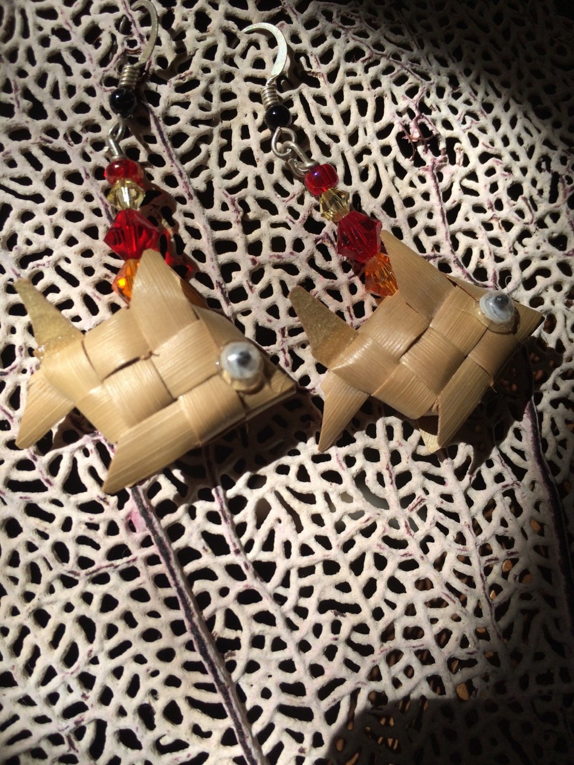 Cayman Silver Thatch Fish Earrings - Etsy