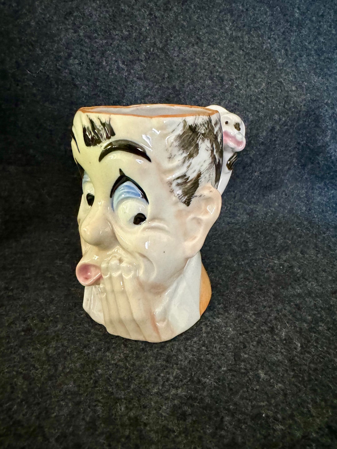 Vintage Character Mug With Cartoon Face and Dog on the Handle, Made in ...