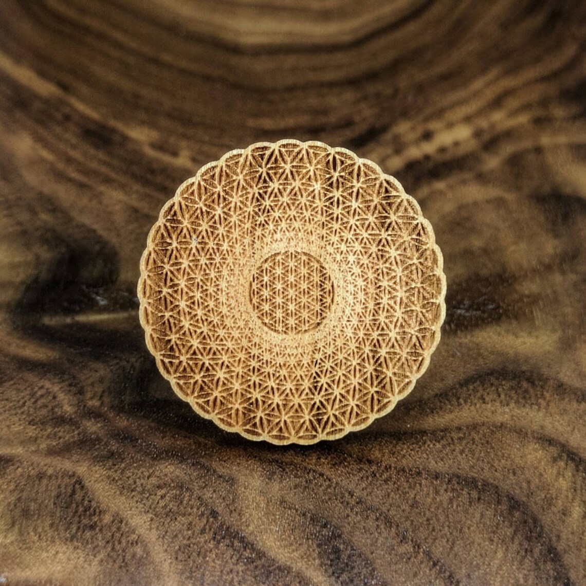 Flower of Life Phi Vortex Hat Pin - Laser Cut Exotic Wood Wooden Sacred ...