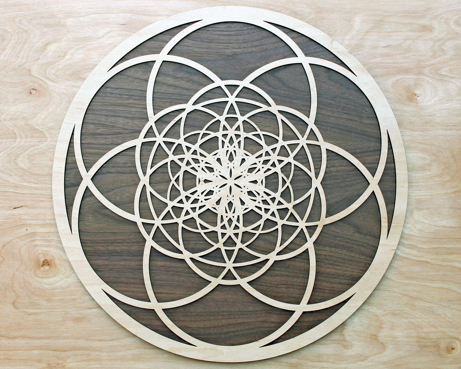 Fibonacci Seed of Life 18 or 22" Wood Wall Art Hanging - Laser Cut ...