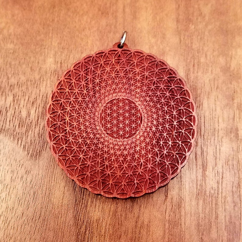 Flower of Life Phi Vortex Pendant Natural Hardwood Laser | Etsy