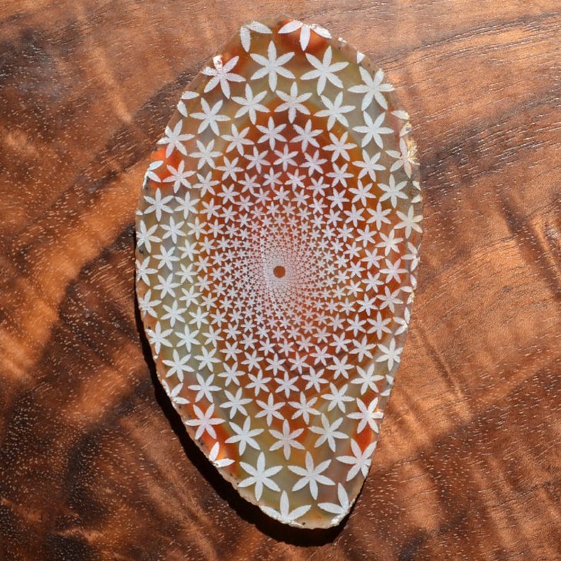 Flower Vortex Engraved Agate Sacred Geometry Fibonacci | Etsy